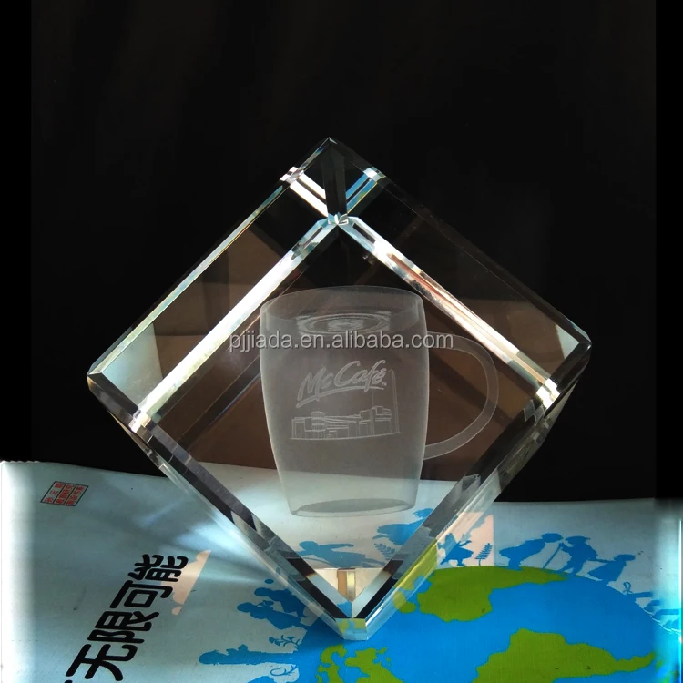 Customized 2D 3D Laser Crystal Cube Wholesale for Gifts