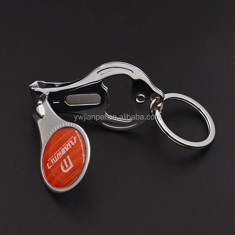 Promotional 3-in-1 Steel Keychain Nail Clipper with Opener