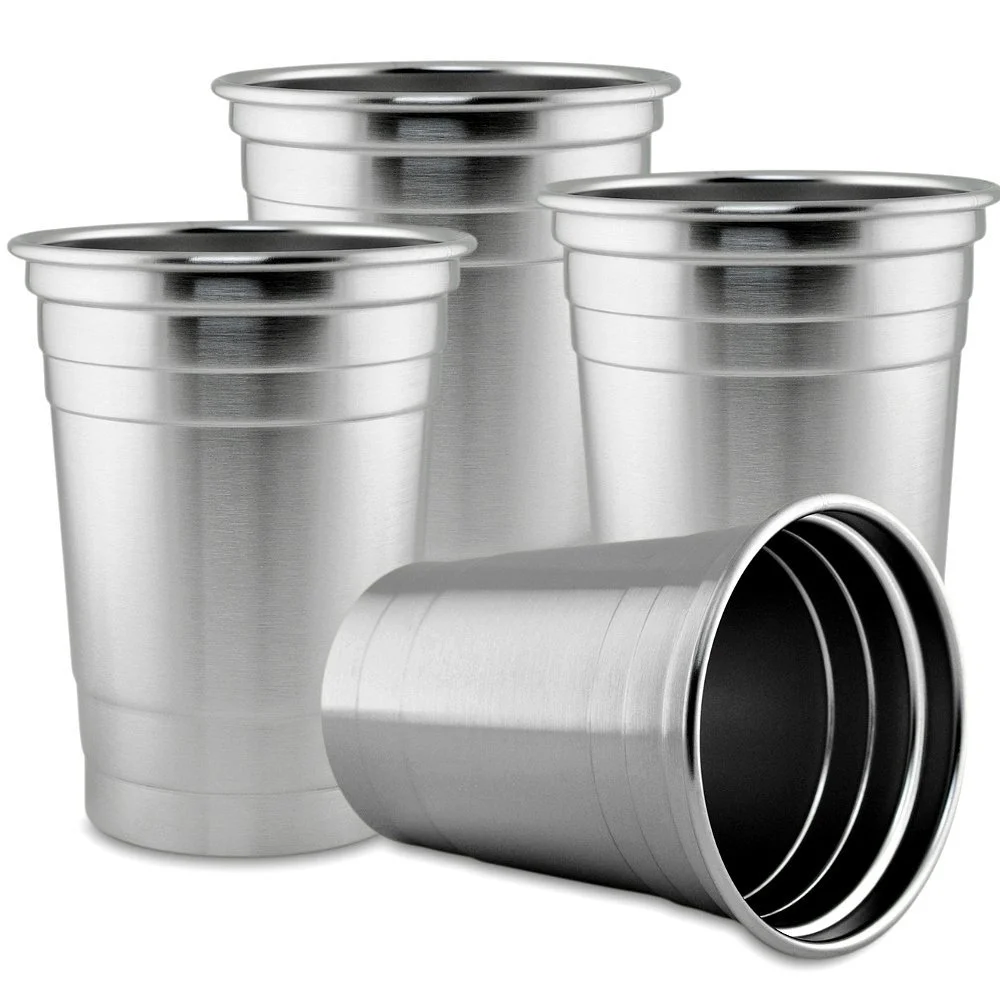 Stainless Steel Party Cups 16oz,16oz Stainless Steel Pint Glass,Sippy ...