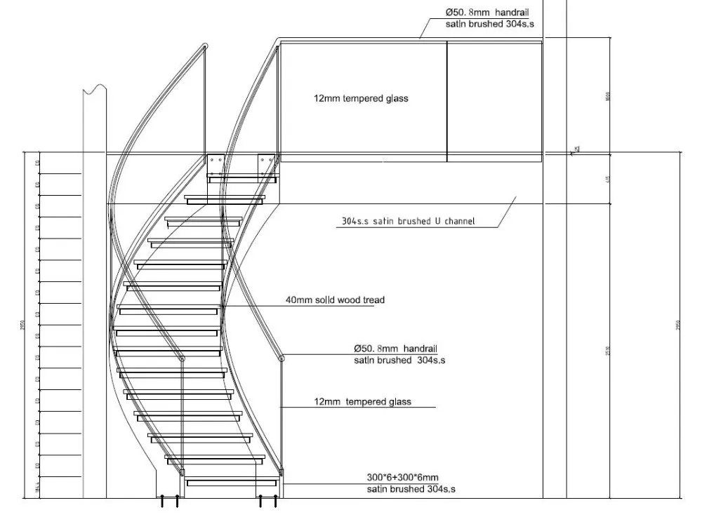 Indoor Curved Stringer Stair Design/glass Curved Staircase Cost - Buy ...