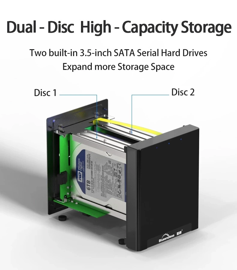 Network Storage Nas Type C Gige Server Hard Drive Case Fit Home 3.5 2 ...