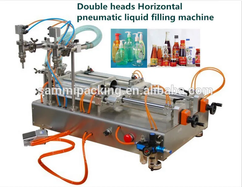 Double Nozzles Pneumatic Liquid Filler Filling Machine For Filling ...