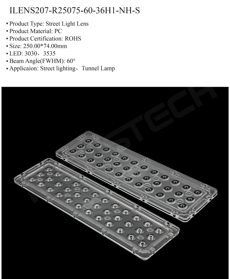 LED Optical Lens - 250mm Plastic Streetlight Lens 3030 3535