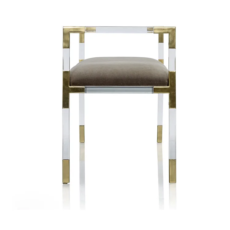 Morden Corridor Chair,Simple Bed End Acrylic Metal Transparent Two ...