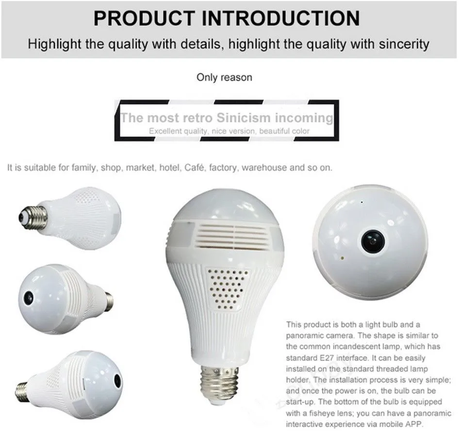 New Arrival 360 Panoramic 3mp Wifi Light Bulb Spy Camera - Buy Wifi ...