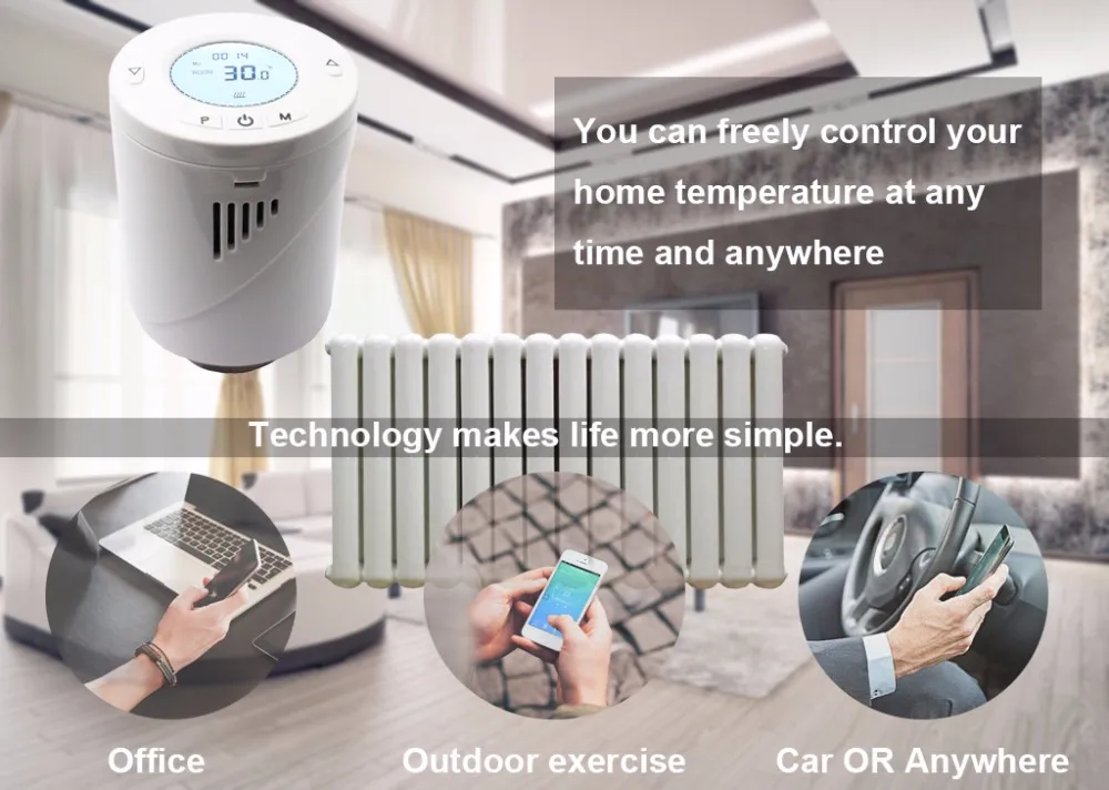 Wireless Wifi Thermostatic Radiator Valve Head - Buy Wifi Thermostatic ...