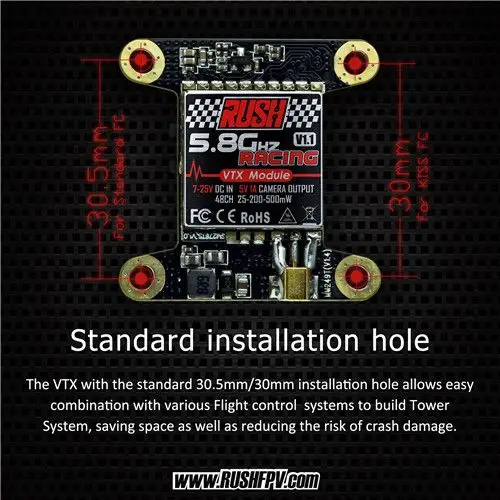 新 Fpv Rush Vtx V1.1 5.8g 40ch 25 Mw 200 Mw 500 Mw 可切换 Av 发射机 - Buy Rush ...