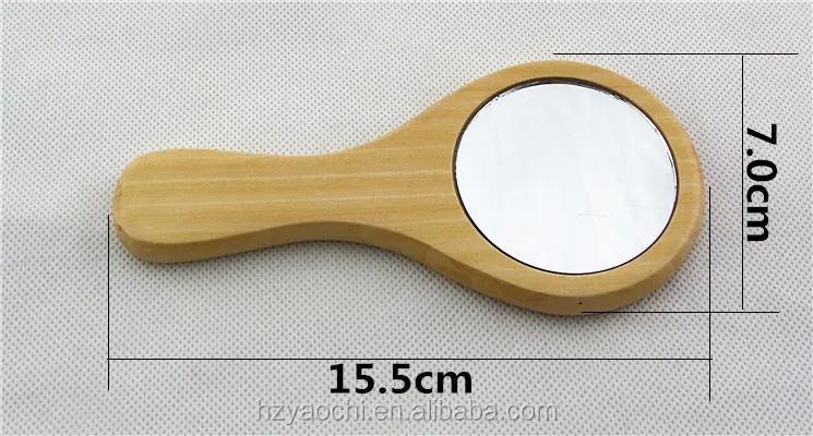 New Natural Wood Mirror Wooden Hand Mirror Portable Compact Makeup ...