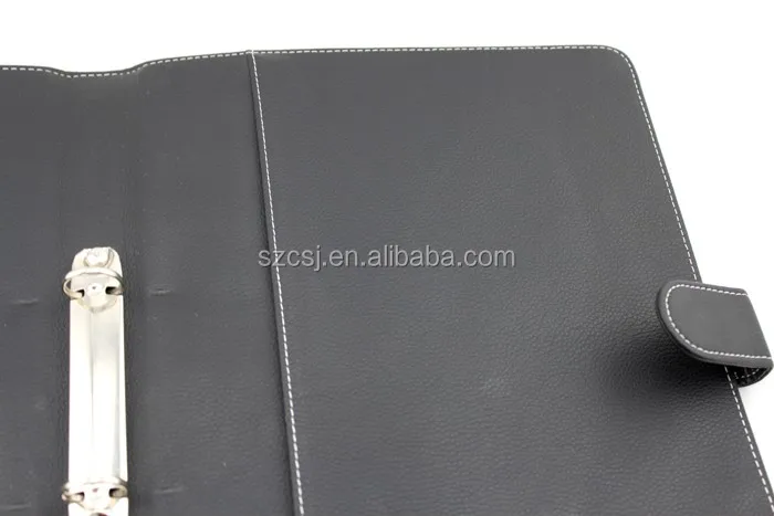 A4 Faux Leather Padfolio Ring Binder Business File Folder Document ...