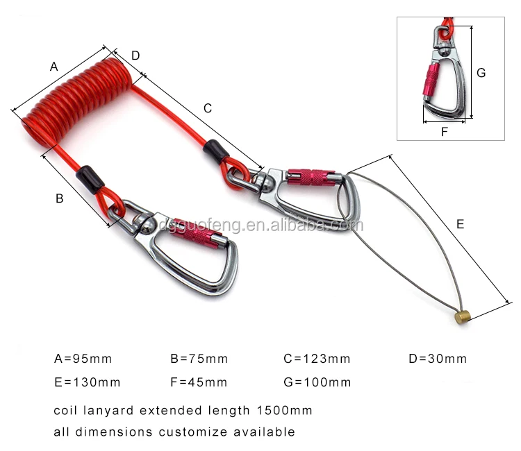 Retractable Pvc Coated Scaffolding Spanner Tool Lanyard With Two Snap ...