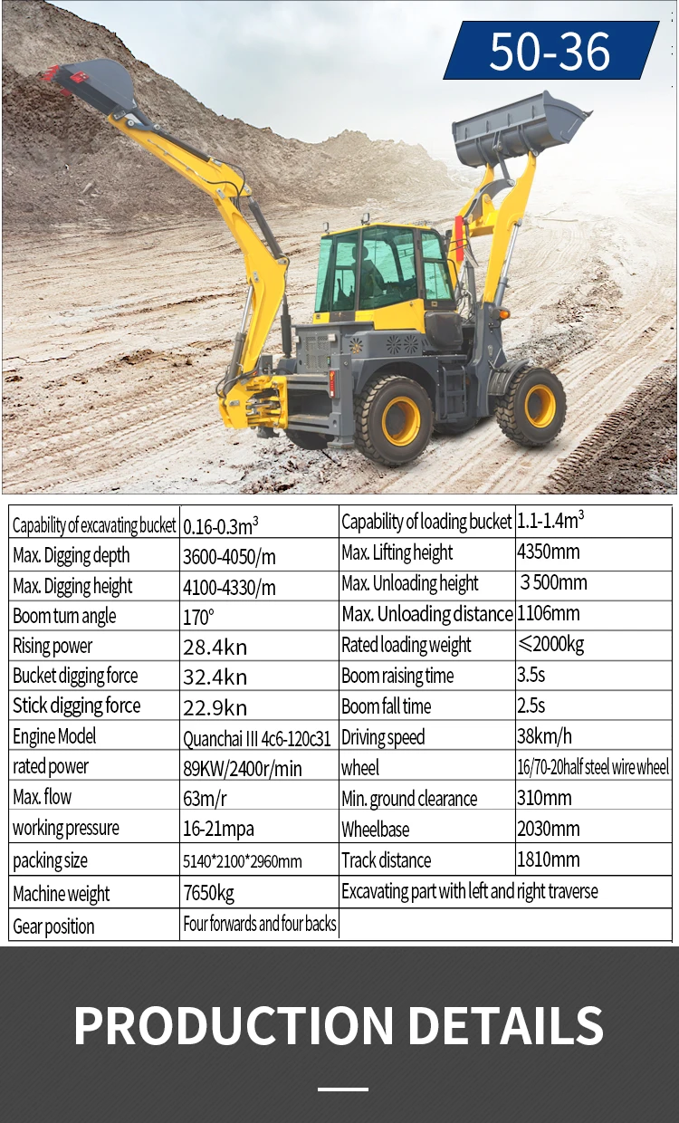 Multi-purpose 60-120HP Mini Articulated Backhoe Loader for Sale