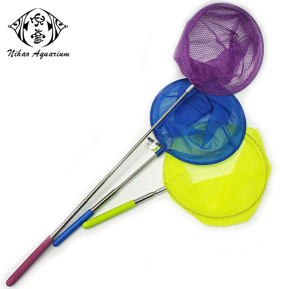 Hand Small Fishing Nets With Extending Handle Round Colorful Insect ...