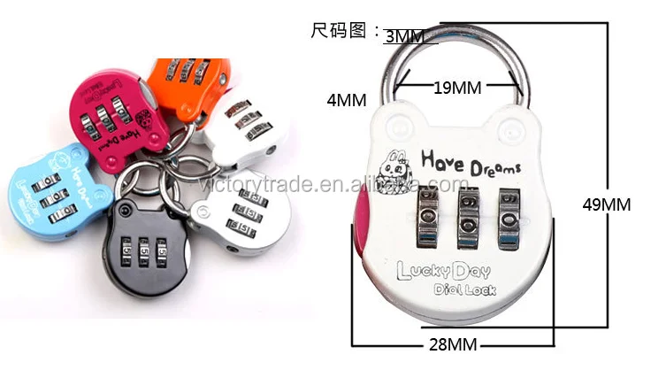 V-gf21-30 Cheap Cartoon 3 Digit Combination Password Locks Mini ...