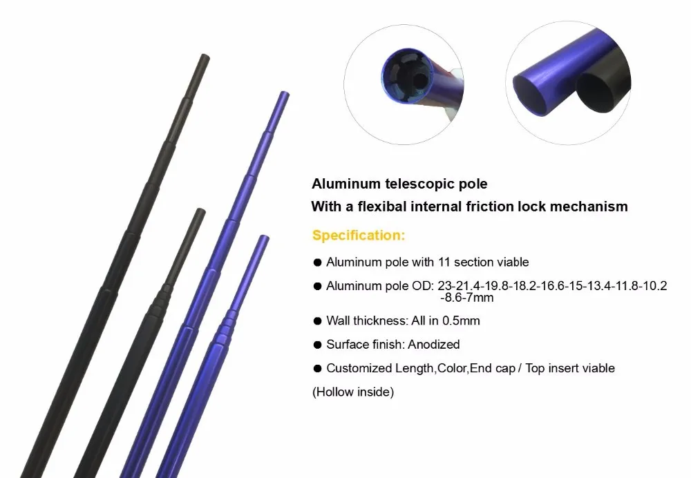Small Lightweight Aluminum Telescopic Pole With Locking Mechanism - Buy ...