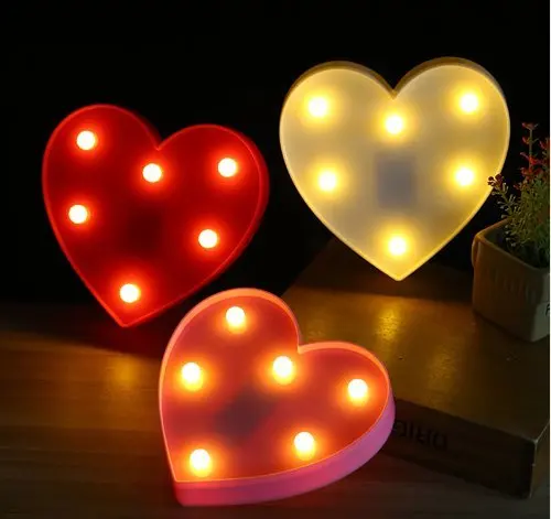 3d Love Heart Led Night Light Romantic Heart Lamps Wedding Party ...