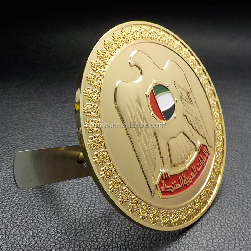 Gold Dubai Falcon Car Emblem - UAE 47th National Day Badge