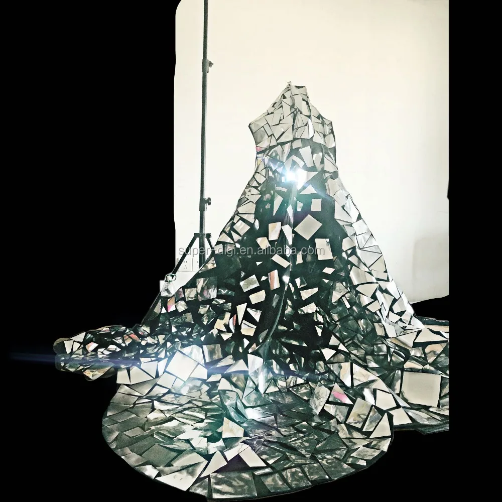 Silber Spiegel Mantel Dance Kostüm Frauen GoGo Party Kleid Männer Bar ...