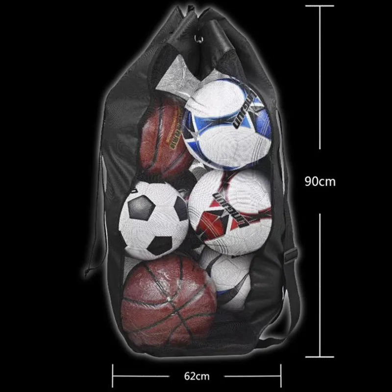 Large Capacity Heavy Duty Mesh Drawstring Football Basket Soccer Ball ...