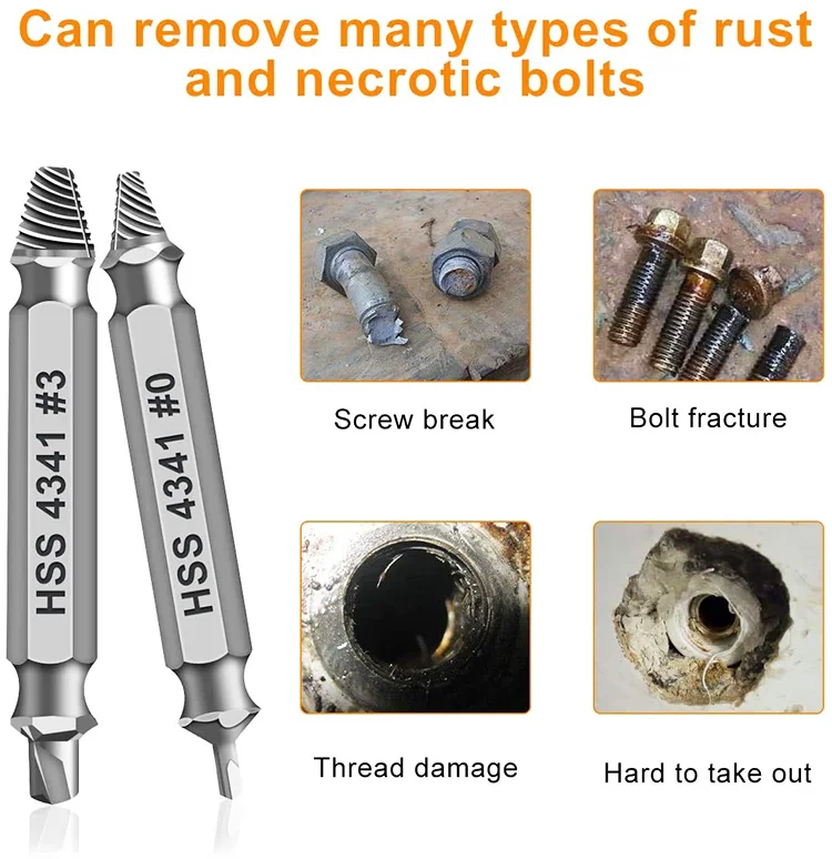 Damaged Screw Extractor Set Is Used To Peel Off Screw Nuts And Bolt ...