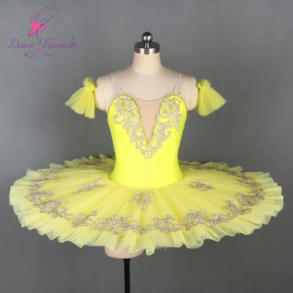 Bll097 Yellow Spandex Bodice With 7 Layers Stiff Tulle Pancake Tutus ...
