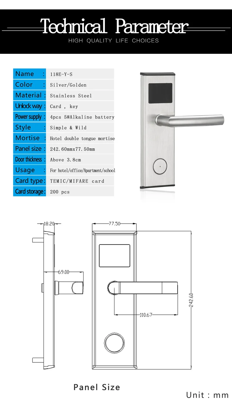 RF Key Card Reader - Intelligent Wooden Door Lock System