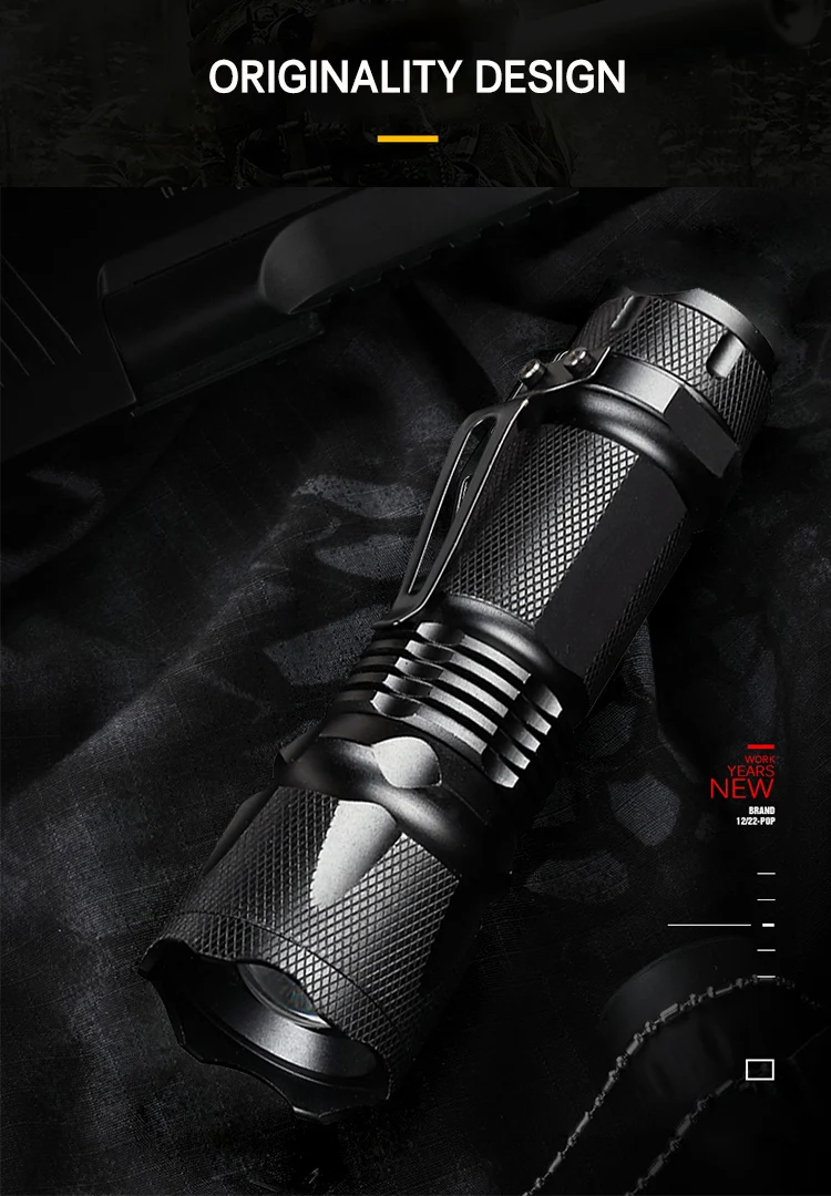 Led Tactical Flashlight With Belt Clip Zoomable 3 Modes Water Resistant ...