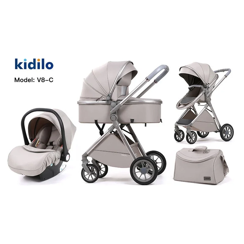 Kidilo 2-in-1 High Landscape Baby Stroller - Portable & Foldable