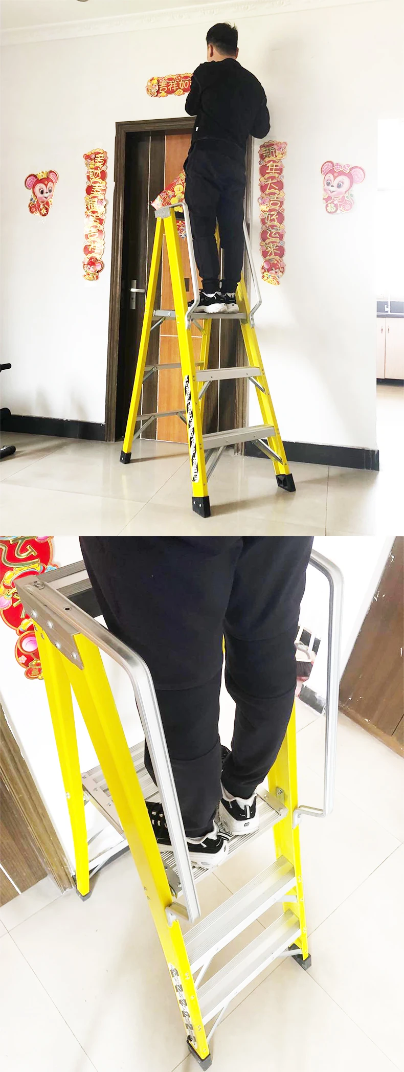 6 Feet Reach Height Fiberglass Podium Platform Ladder