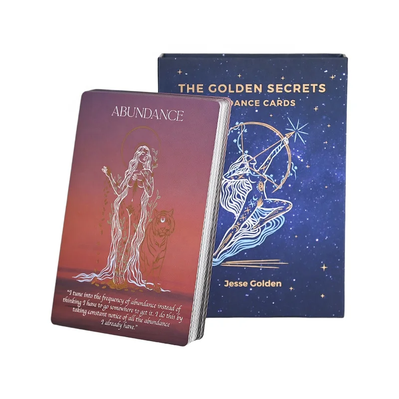 Custom Tarot Cards Deck with Guidebook - Gold Foil Affirmation Cards