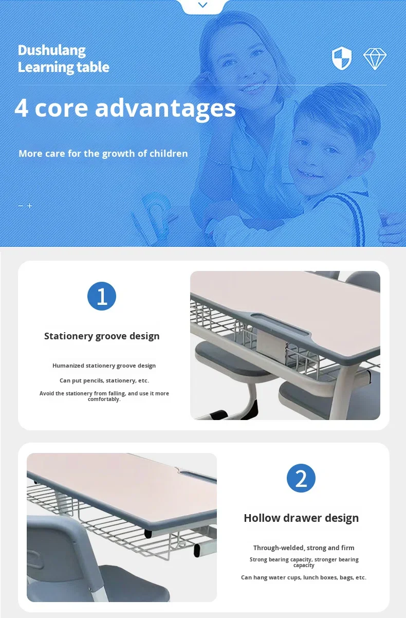 Ready-Made Quality Pull-Out Curved Fixed Double Desks Tutoring Class ...