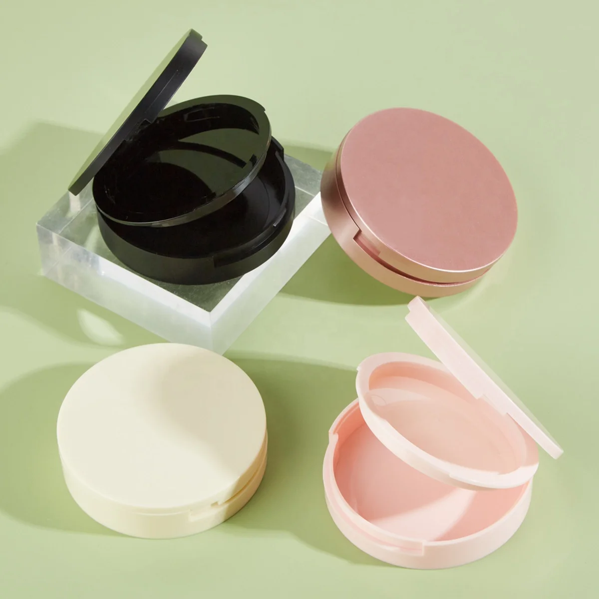 2021 2 Layer Cosmetic Compact Mirrors Wholesale Empty Pressed Powder ...