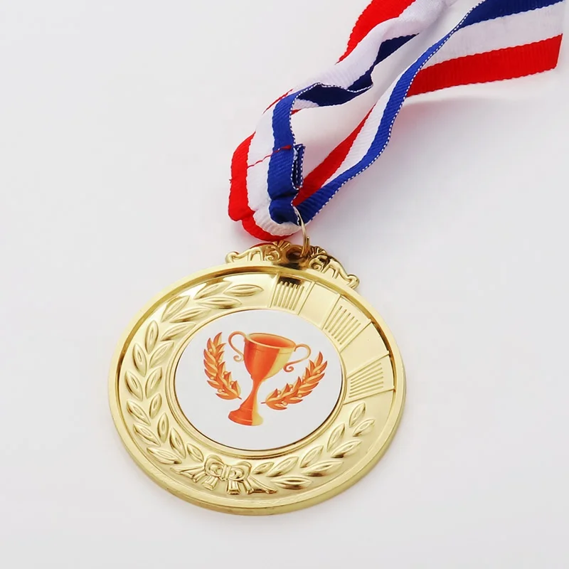 Wholesale Blank Zinc Alloy Award Sublimation Double-Sided Medal with Ribbon