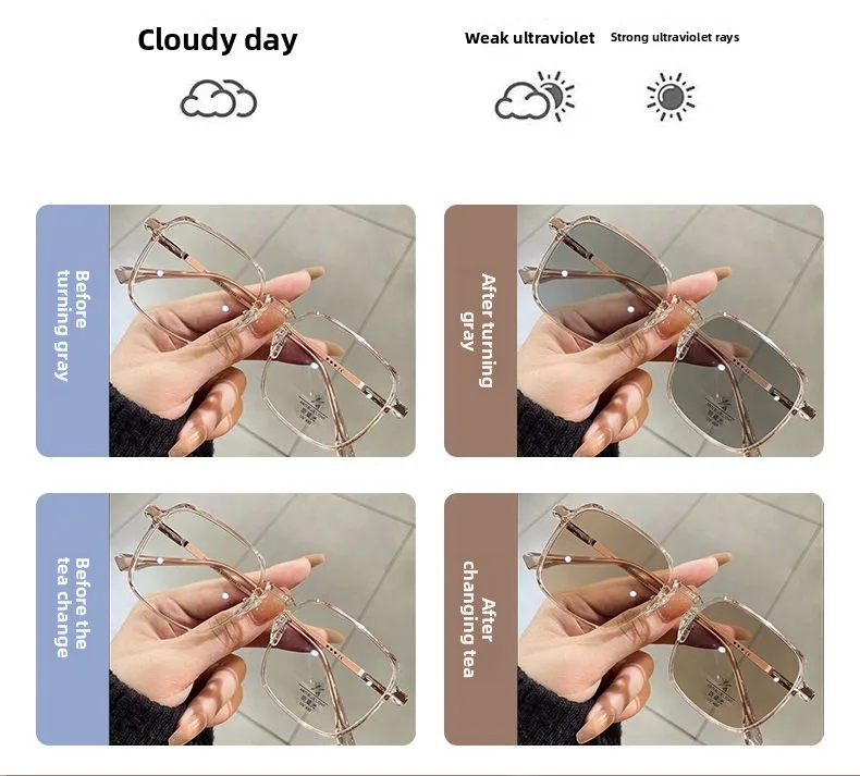 Ultra-Light Trendy Color-Changing Anti Blue Light Glasses for Women ...