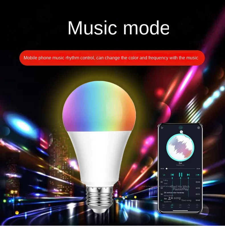 E27 9W RGB Smart LED Light Bulb WiFi Remote Control Aluminum AC for ...