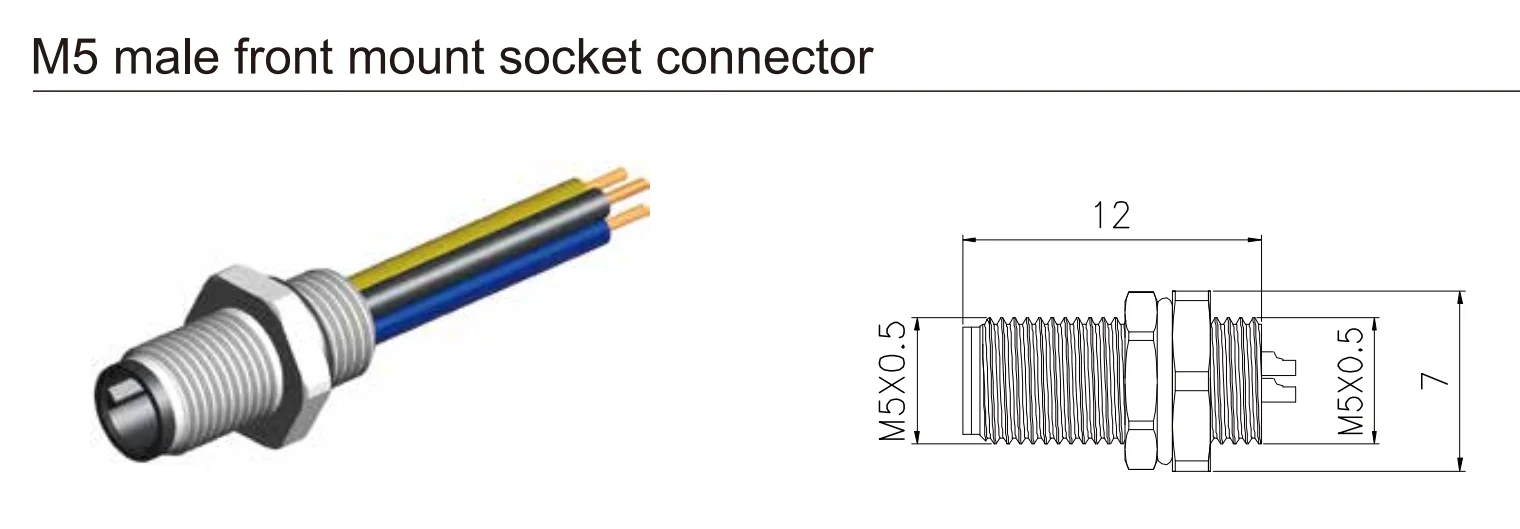 Circular Sensor M5 Male 3Pin 4Pin Panel Front Mount Solder Type ...