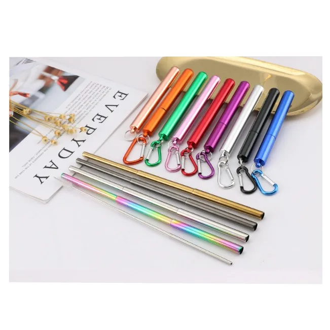 Outdoor Portable Extendable Drinking Straws Set With Aluminum Case ...