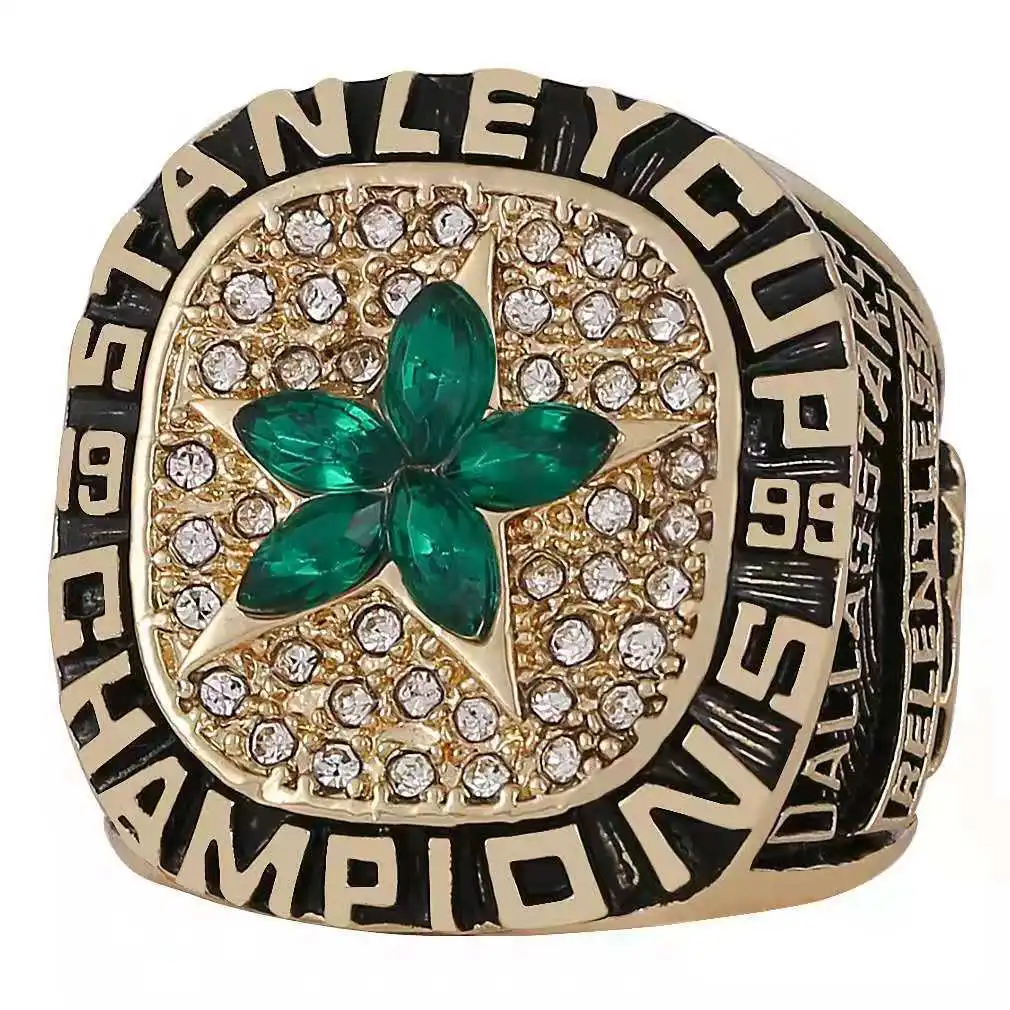 1999 Dallas Star Championship Ring Men's Gold Plated Ice Hockey Jewelry ...