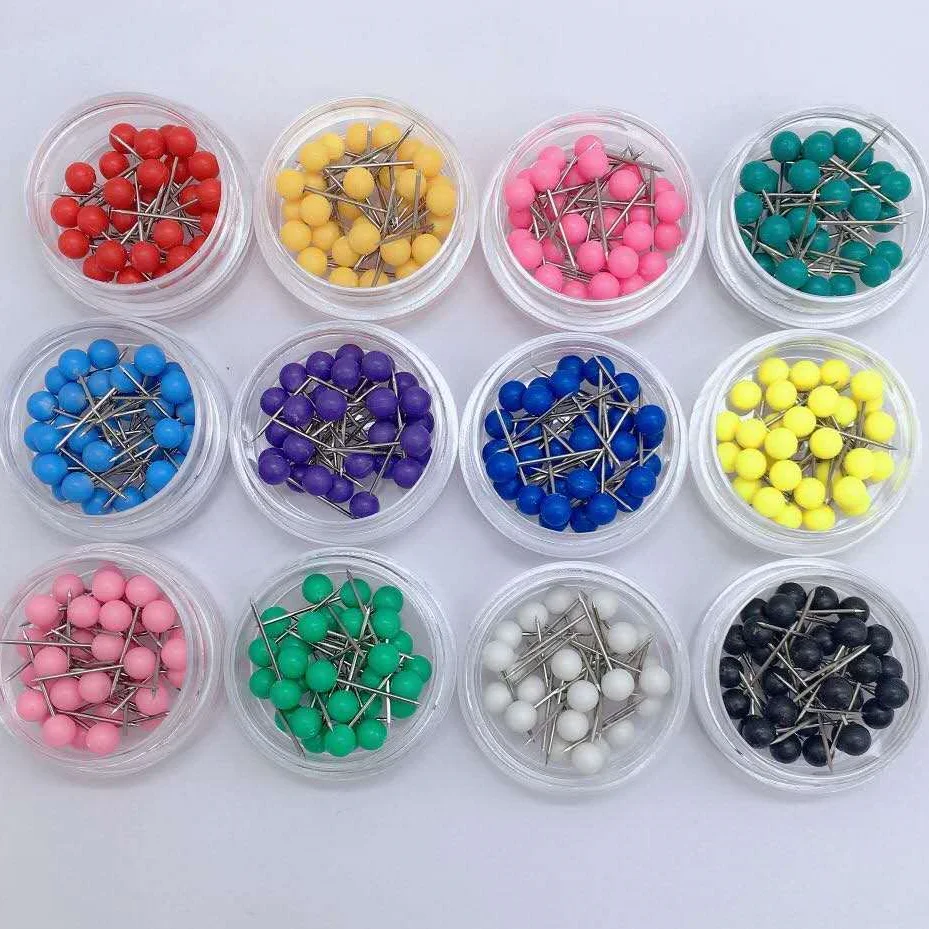 4mm Big Head Pins Map Thumbtack Marking Pushpin 12colors Plastic Beads ...