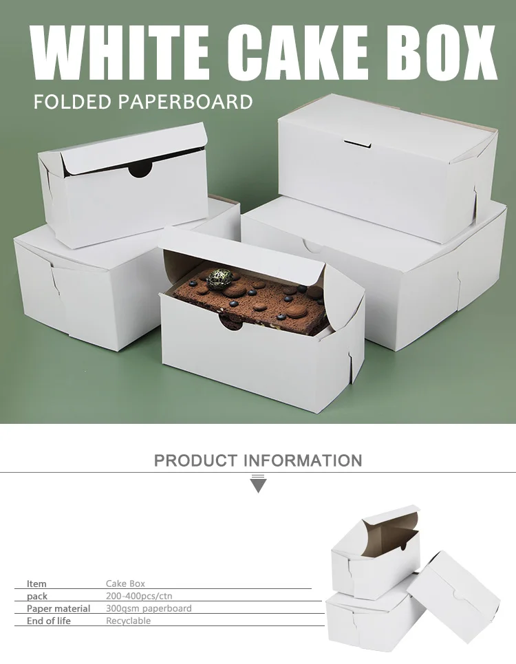Flat Folded White Paperboard Cake Boxes Plain For Wedding Or Birthday ...