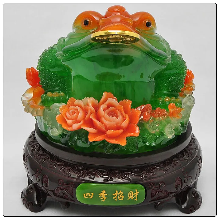 Feng Shui Fortune Frog with Coin - Jade Color Money Frog Figurine for ...