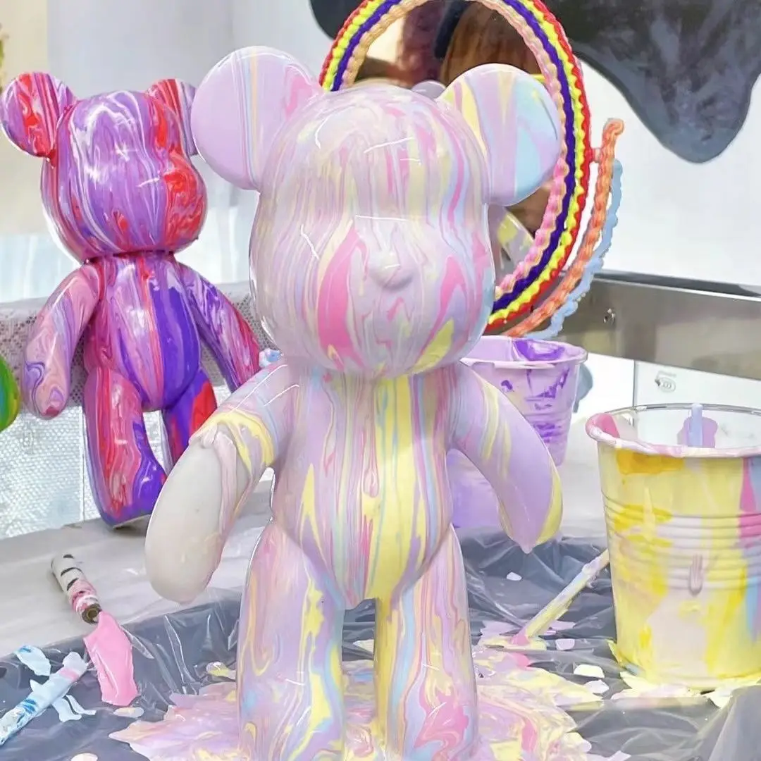 Tiktok Explosive Fluid Violent Bear Diy Handmade Violent Bear Model Decoration Creative Graffiti ...