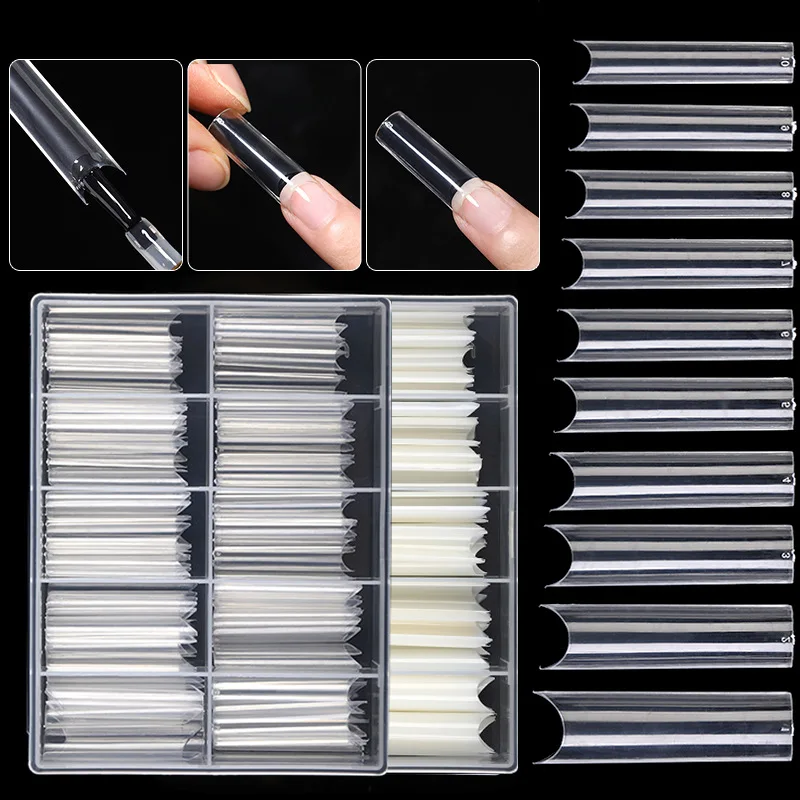 100Pcs Extra Long C Curve Straight Coffin Square Nail Tips 3.5-4.5CM ...
