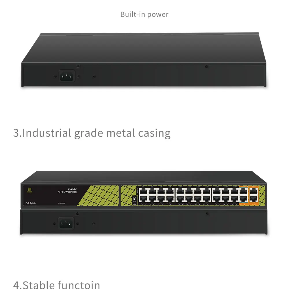 Genata 24 Port 10/100/1000m High Power 60w Gigabit Unmanaged Network ...