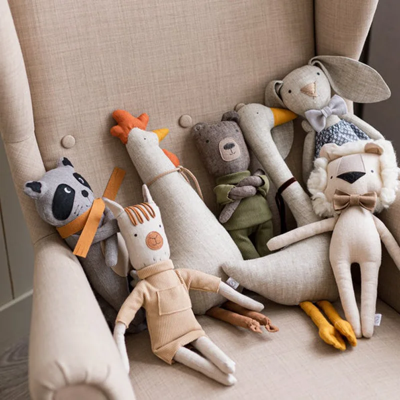 INS New Short Plush Rabbit Doll Linen Animals with PP Cotton Filling ...