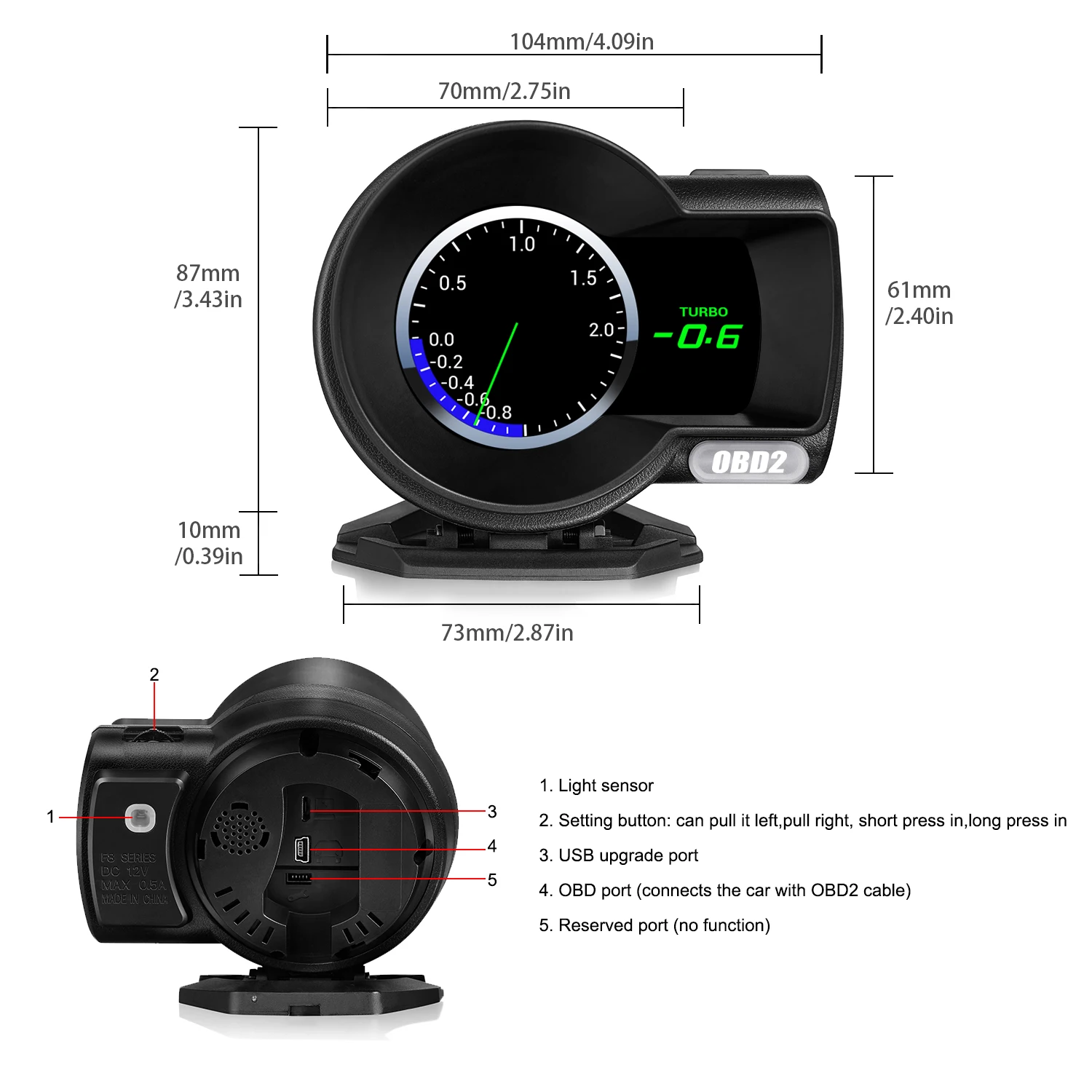 F8 OBD2 HUD - Safe Driving with Real-Time Car Gauges