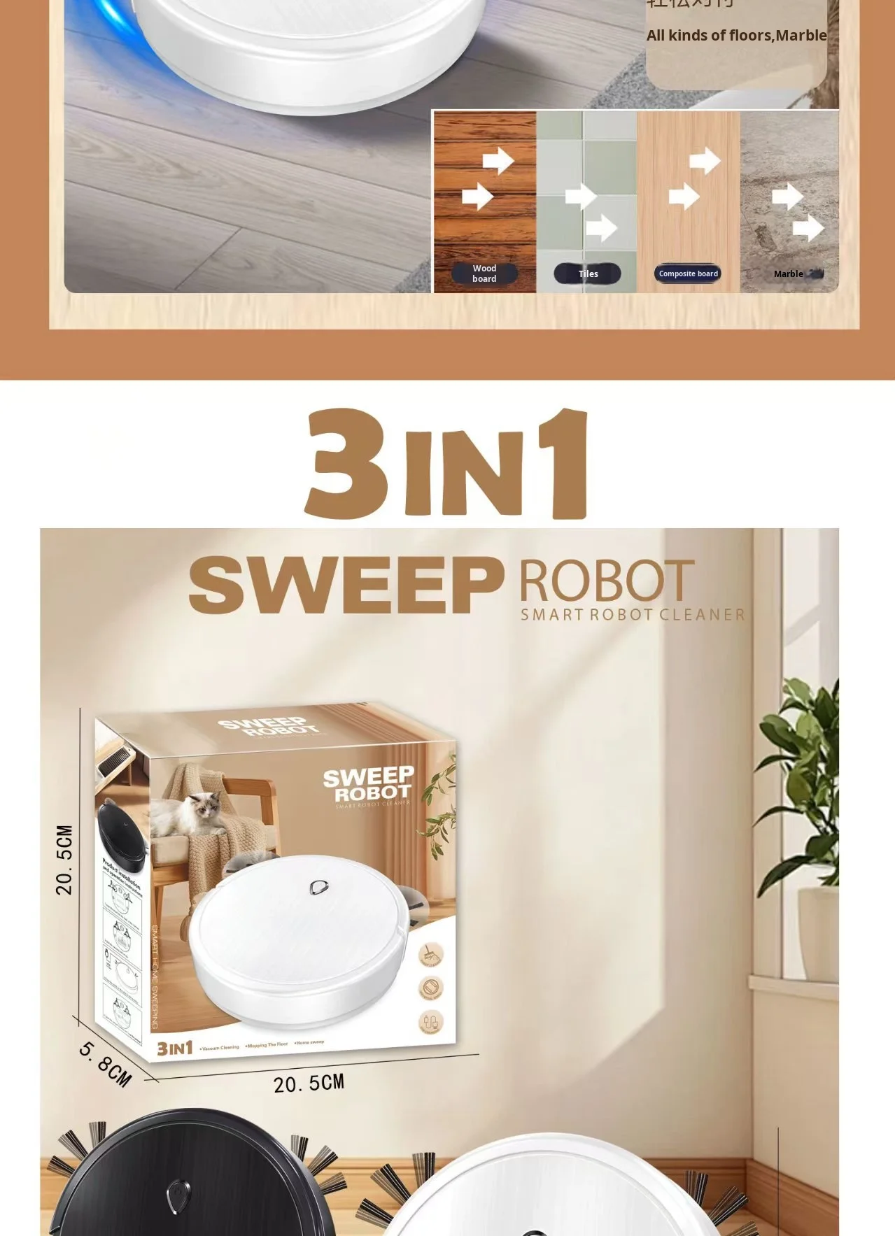 Automatic Smart Floor Cleaning Robot Vacuum Cleaner EU Plug for ...