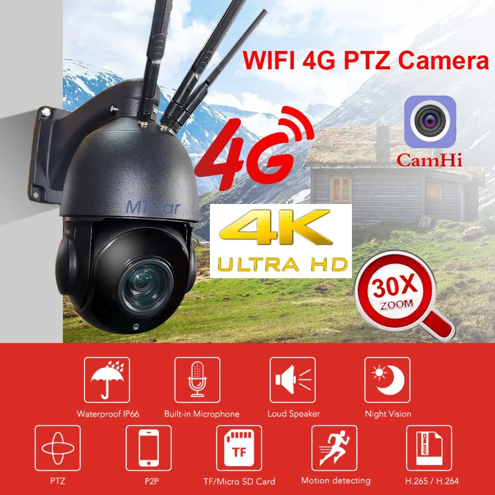 4K Resolution Camhi APP Network IP H265 WIFI PTZ Camera