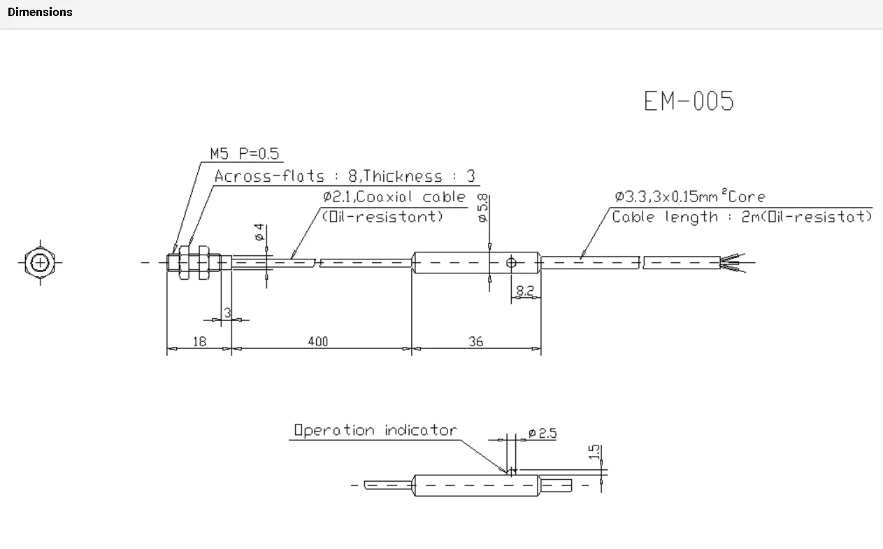 Keyence Proximity Sensors With In-cable Amplifiers Em-005 Main Unit ...