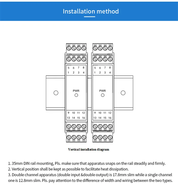 Analog Signal Isolator Din-rail Pt100 Input Temperature Transmitter ...