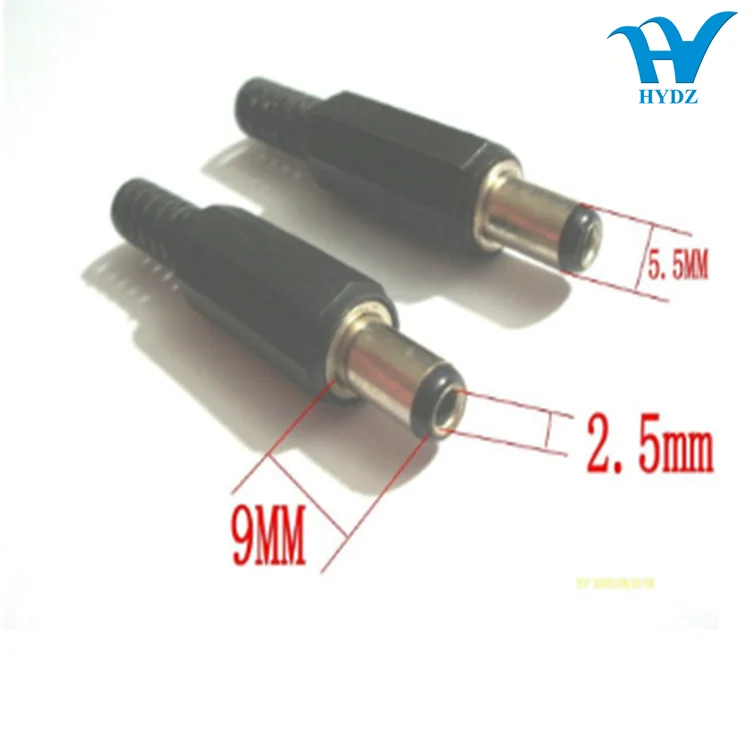 High Quality Black Dc Power Plugs Male Barrel Connectors With A Plastic ...